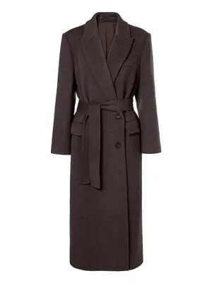 Brunello Cucinelli Wool And Cashmere Wrap Coat - Brown