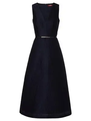 Max Mara Lyon Cotton And Silk-blend Cloqué Midi Dress - Blue