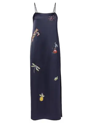 ALEMAIS Alémais X Anouk Colantoni Fontaine Slip Midi Dress - Blue