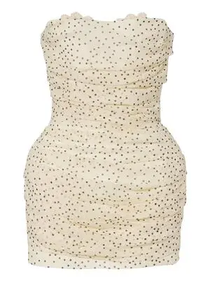 Magda Butrym Polka-dot Ruched Silk-blend Minidress - White