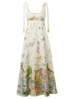 ALEMAIS Alémais Anouk Printed Linen Midi Dress - Multicoloured