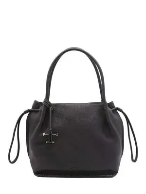 TOD'S Drawstring Leather Tote - Black