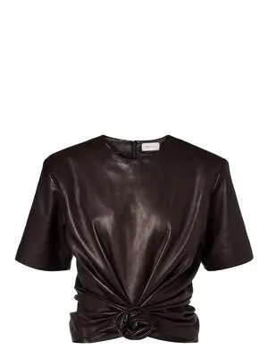 Magda Butrym Knot-detail Leather T-shirt - Brown