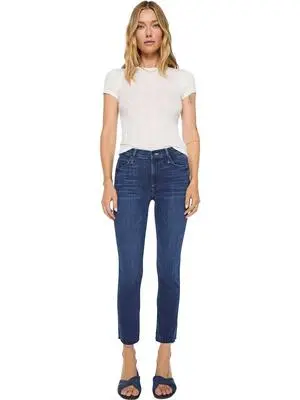 MOTHER The Mid Rise Dazzler Ankle Fray Jeans - Blue