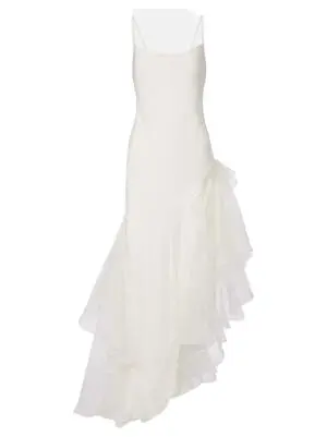 Sir The Label Bridal Sage Flounce Silk Dress - White