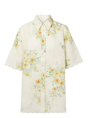 ALEMAIS Alémais Juliette Floral Linen Shirt - Beige