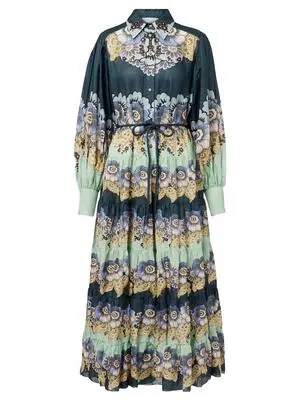 ALEMAIS Alémais Madalena Floral Ramie Shirt Dress - Blue