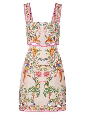 Farm Rio Floral Linen Mini Dress - Pink