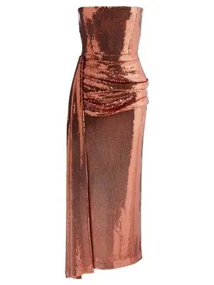 Alex Perry Draped Sequined Corset Dress - Orange