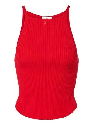 COURREGES Courrèges Circle Logo Ribbed-knit Tank Top - Red