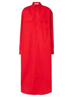 THE FRANKIE SHOP Calren Cotton Shirt Dress - Red