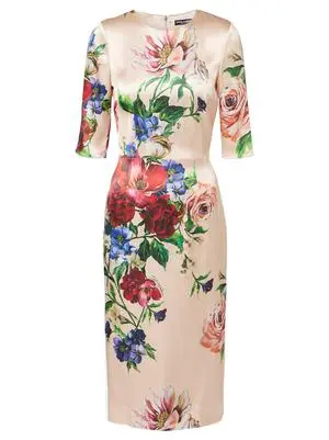 Dolce & Gabbana Floral Satin Midi Dress - Multicoloured
