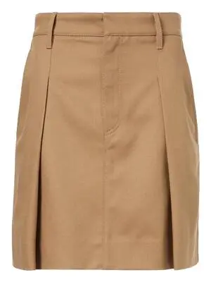 Brunello Cucinelli Monili Pleated Cotton Mini Skirt - Beige