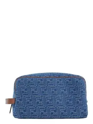Fendi Ff Denim Flat Pouch - Blue