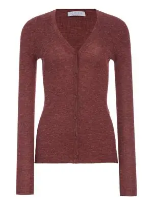 Gabriela Hearst Aiste Knit Cardigan In Cashmere Silk With Hemp - Burnt Sienna