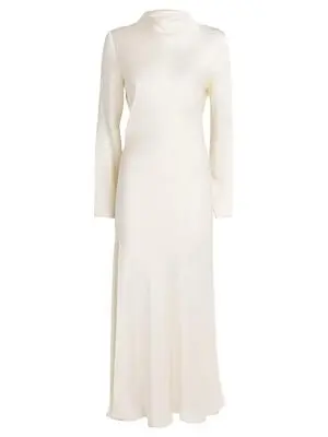 Lapointe Satin Draped Midi Dress - Ivory