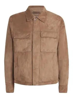 Paul & Shark Aqualeather Suede Shacket - Brown