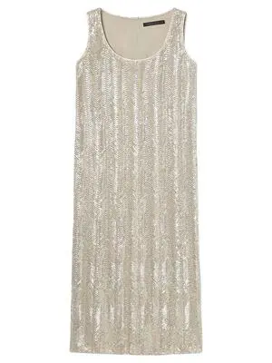 Marina Rinaldi Sequin-embellished Sacco Midi Dress - Beige
