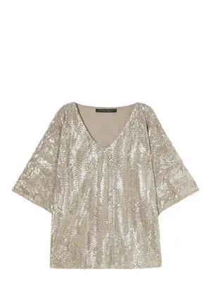 Marina Rinaldi Sequin-embellished Torbole Blouse - Beige