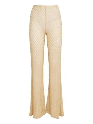 Missoni Metallic Knit Flared Trousers Gold