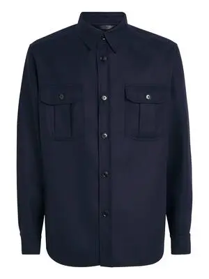 Brioni Wool Twin-pocket Overshirt - Blue