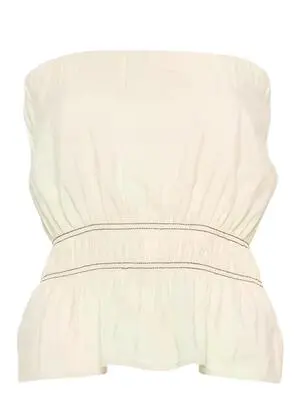 Nanushka Smocked Bandeau Top - Neutrals