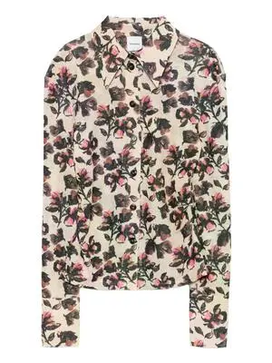 Nanushka Floral-print Long-sleeved Shirt - Neutrals