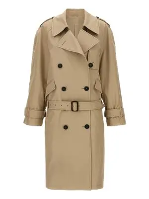 Attico Cotton Gabardine Trench Coat - Beige