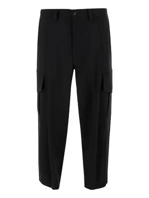 Giorgio Armani Wool Crepe Cargo Trousers - Blue