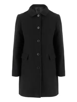 F.IT Viscose Blend Single-breasted Coat - Black