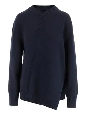 JIL SANDER Asymmetrical Wool Blend Sweater - Blue