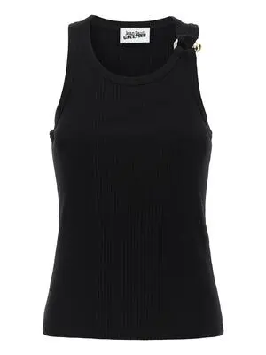 Jean Paul Gaultier Tank Top With Piercing Detail - Black