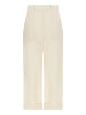 Max Mara Palio Wide-Leg Gabardine Trousers White