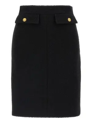 Chloé Bouclé Wool Midi Skirt - Black