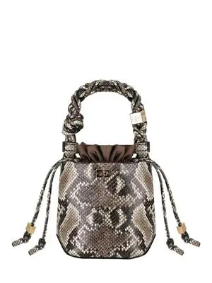 GANNI Bou Bucket Bag With Python Print - Green
