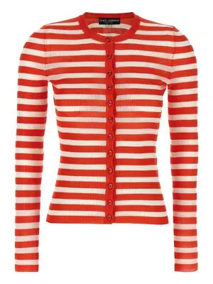 Dolce & Gabbana Striped Viscose Cardigan - Orange