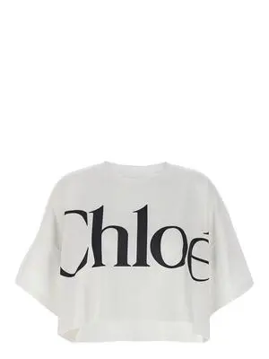 Chloé Logo Crop T-shirt - White/black