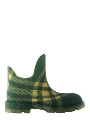 Burberry Round Toe Slip-on Primrose Checkerboard Boots - Green