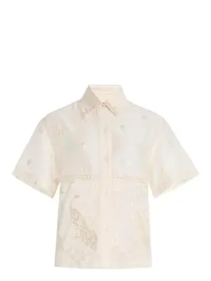 S.S.DALEY Ada Embroidered Cotton-silk Shirt - Ivory