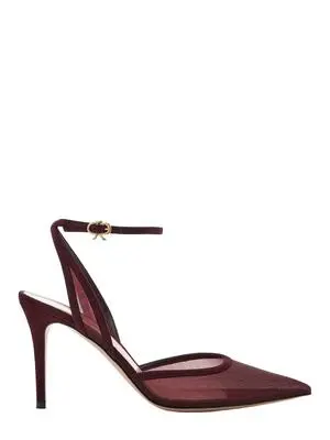 GIANVITO ROSSI Suede And Organza Pumps - Burgundy