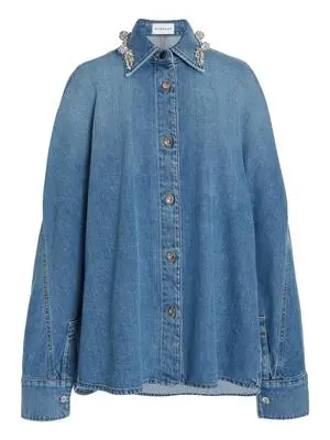 Givenchy Short Cocoon Embellished Denim Shirt - Blue