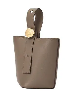 Loewe Pebble Mini Leather Bucket Bag - Taupe