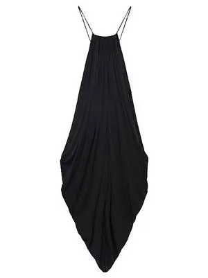 Loewe Anagram Hardware Draped Silk Midi Dress - Black