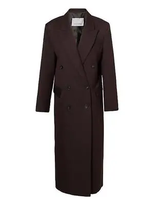 THE FRANKIE SHOP Jane Double-breasted Woven Long Coat - Brown