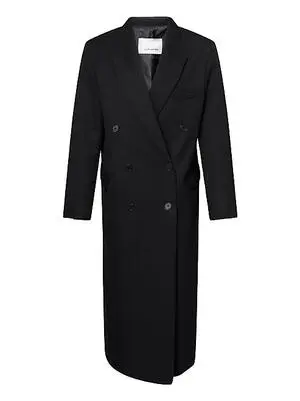 THE FRANKIE SHOP Jane Double-breasted Woven Long Coat - Black
