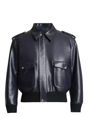 Givenchy Leather Concealed-zip Bomber Jacket - Dark Navy