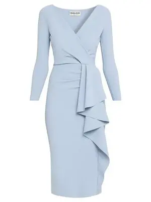 Chiara Boni La Petite Robe Draped Faux Wrap Bodycon Midi Dress - Retro Blue