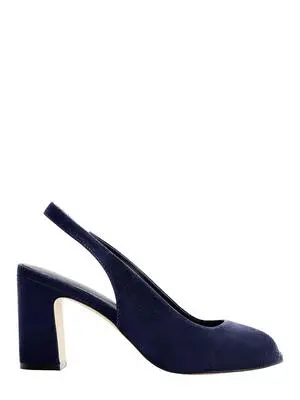 Bernardo Suede Peep-toe Slingback Pumps - Navy