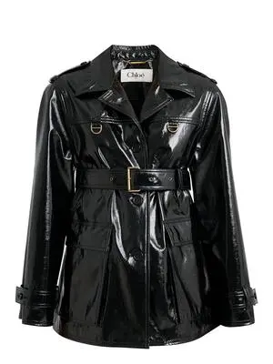 Chloé Belted Cotton Trench Coat - Black
