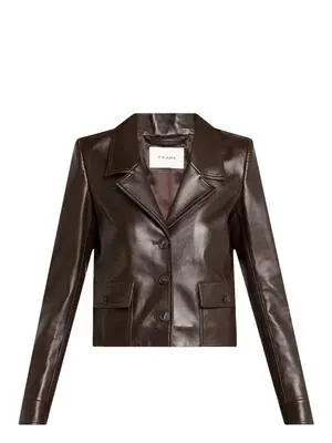 FRAME The Leather Cuffed Jacket - Dark Brown